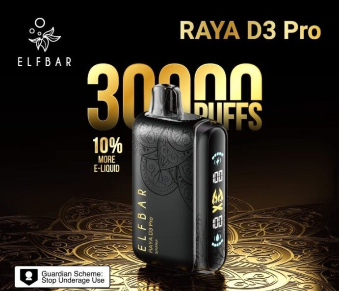 Elfbar Raya D3 Pro 30000 Puffs | 50mg Nic | Triple Mesh Coil | Digital ...